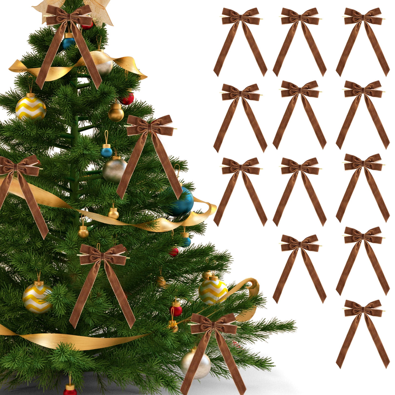 Lekihaqq 2 Packs Velvet Christmas Bows for Tree Wreath Gift Wrap - Soft ...