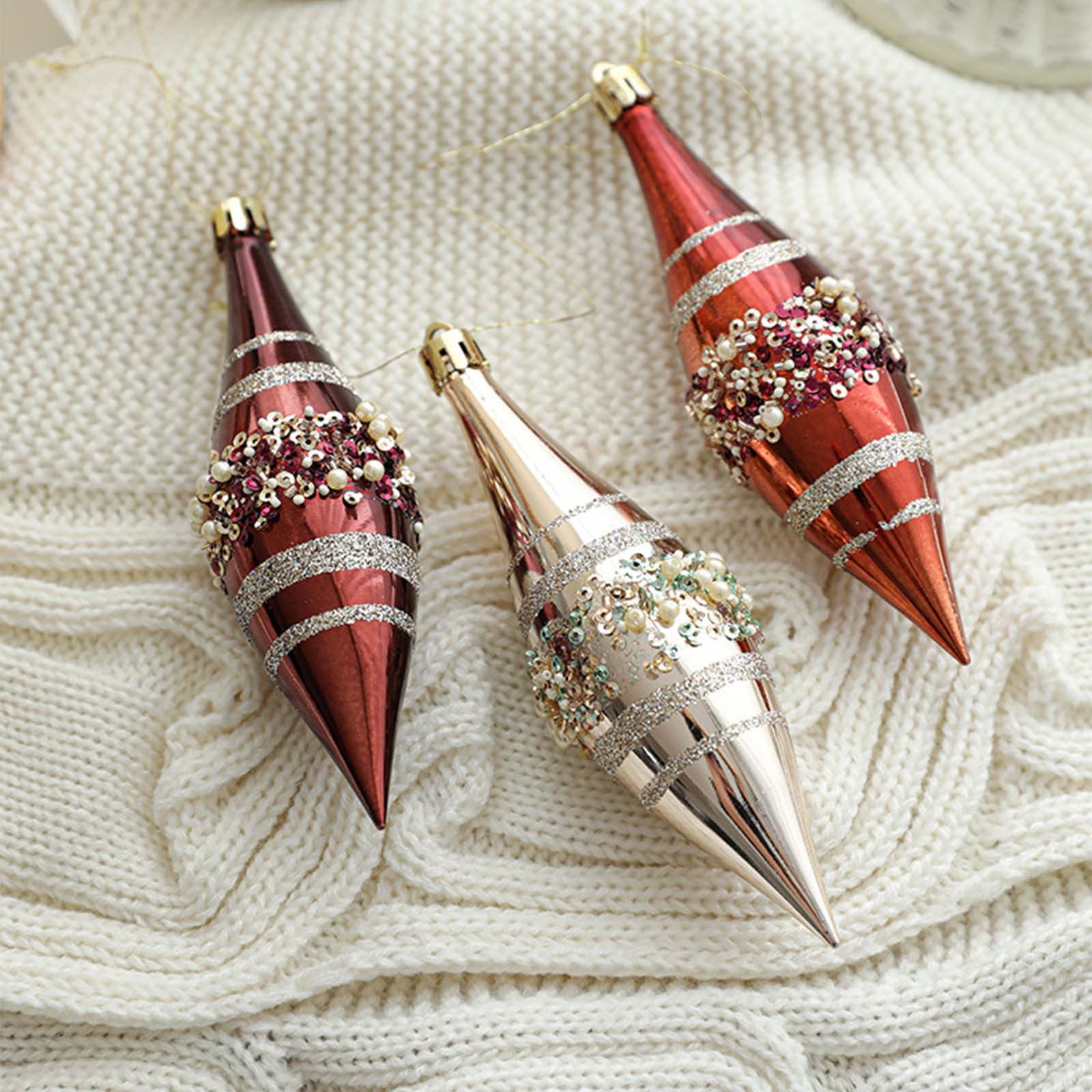 Lekihaqq Christmas Ornaments Glossy Beaded Screw-On Tree Decorations ...