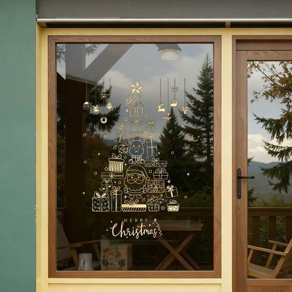 Lekihaqq Christmas Window Stickers Reusable Static Cling, Waterproof ...