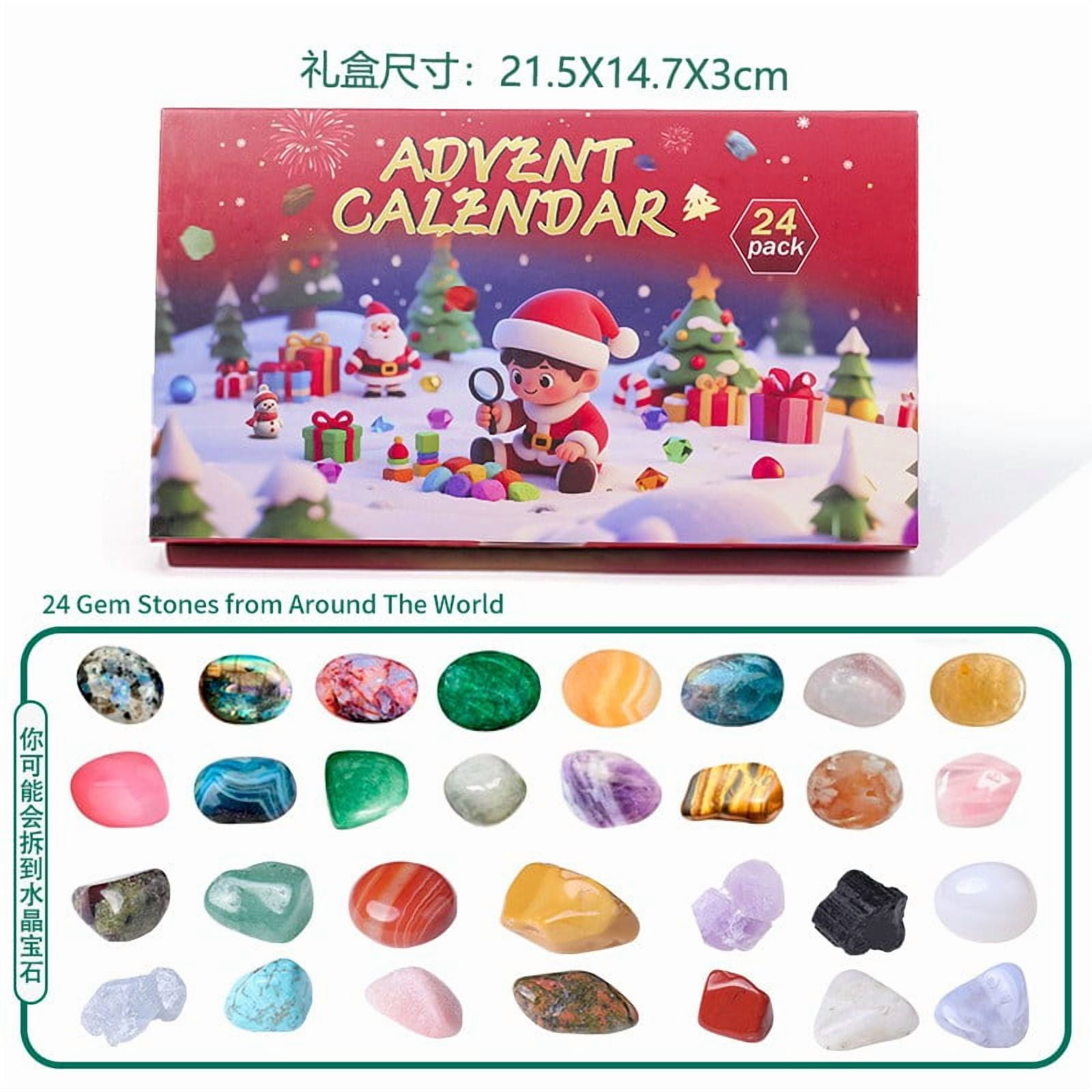 Lekihaqq Natural Crystals Advent Calendar 2025, 24 Grids Crystal ...