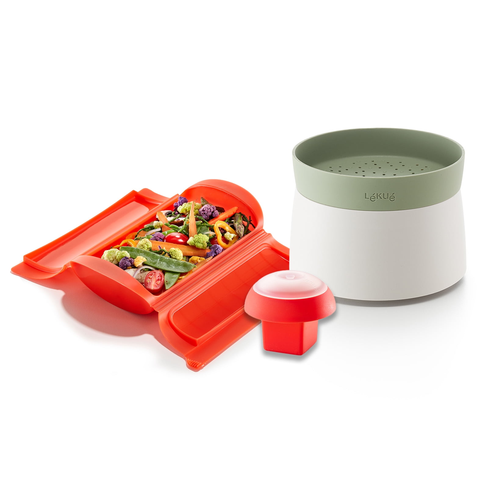 Lekue Essential Cooking Kit with Rice Steamer, Steam Case, Egg Poacher ...