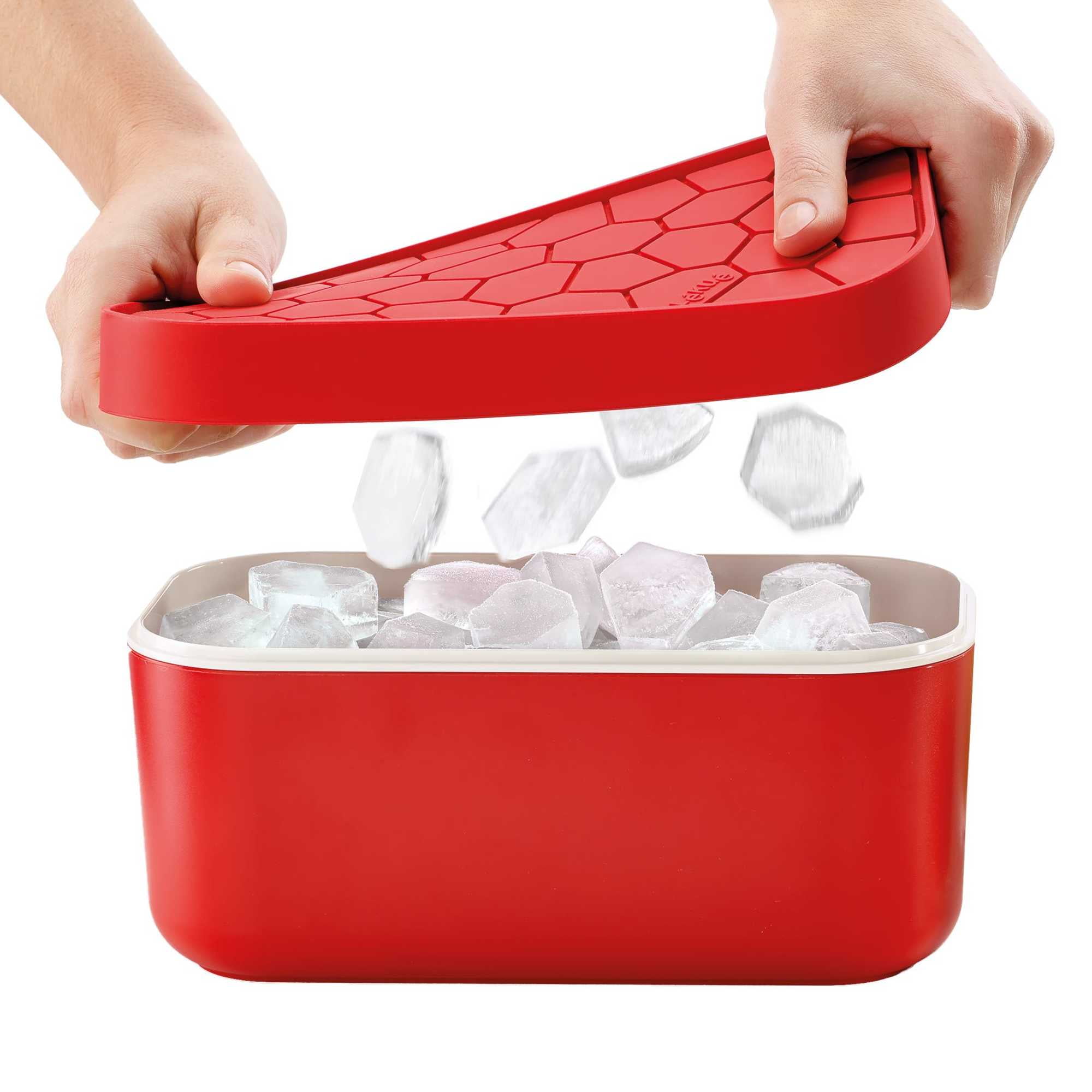 Lekue Large Red Plastic Ice Box with Silicone Lid, 8.9 x 4.9 in ...