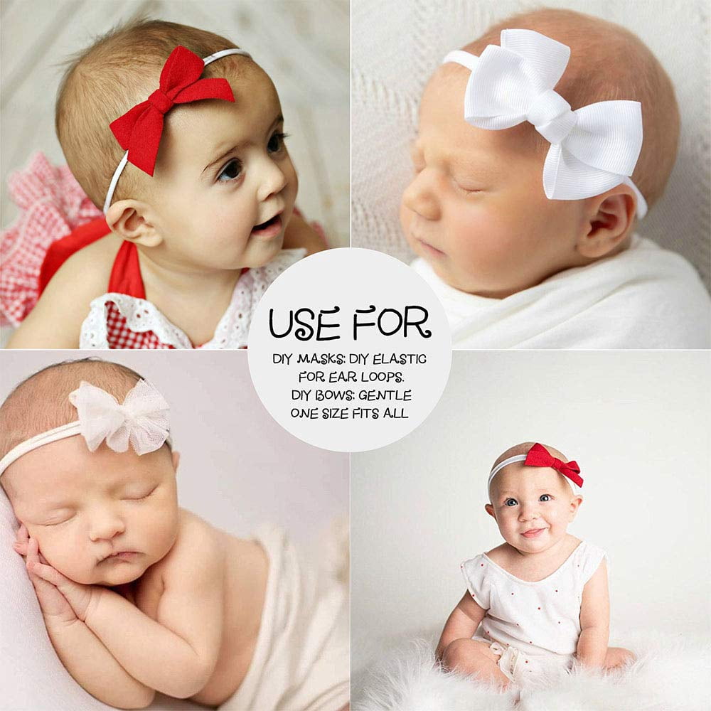 Lelaffet Baby Hair Bow Elastics Nylon Headbands for Baby Girls Newborn ...