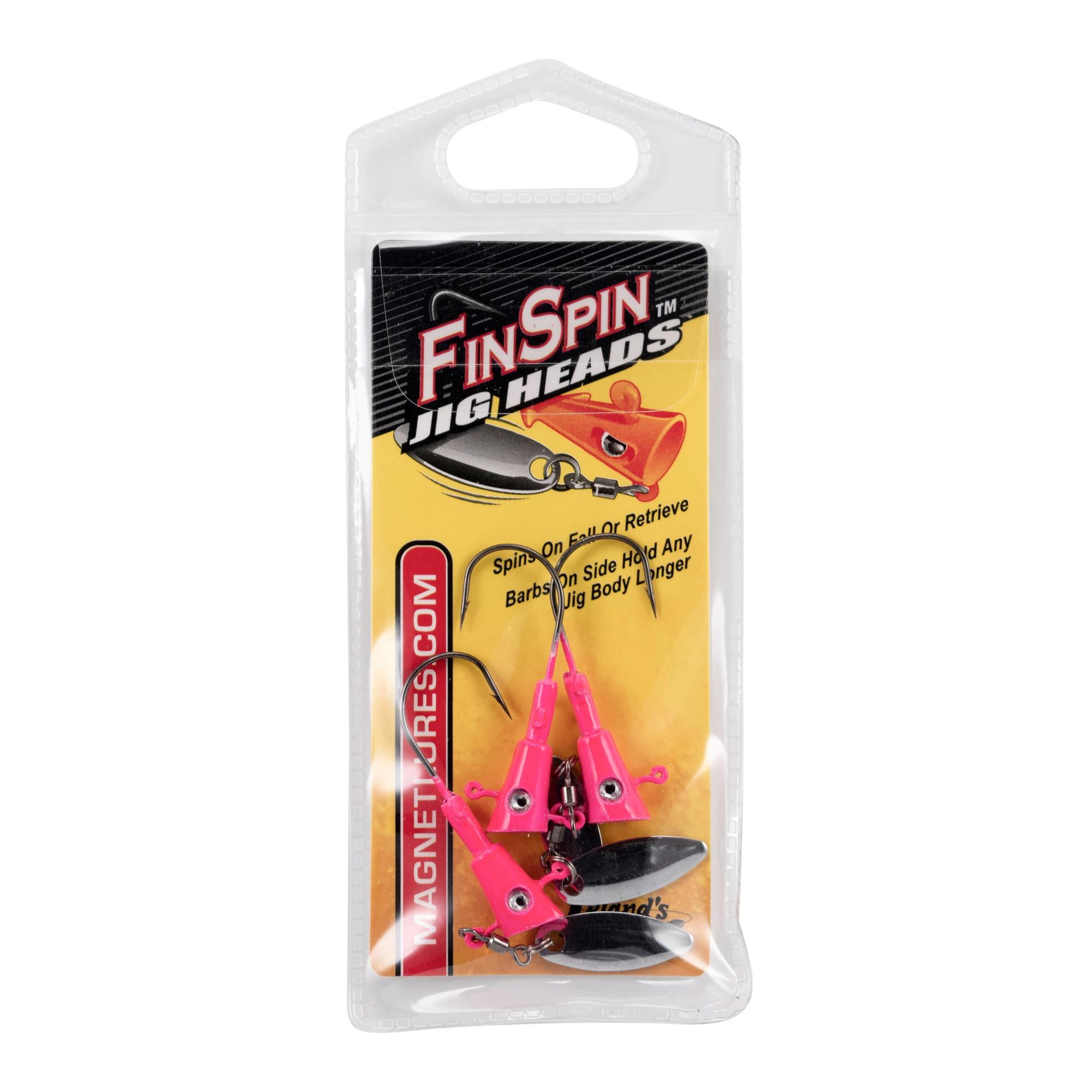 Leland's Lures 17405 Fin Spin Pink 1/8oz Jighead Fishing Lures (3 Pack ...