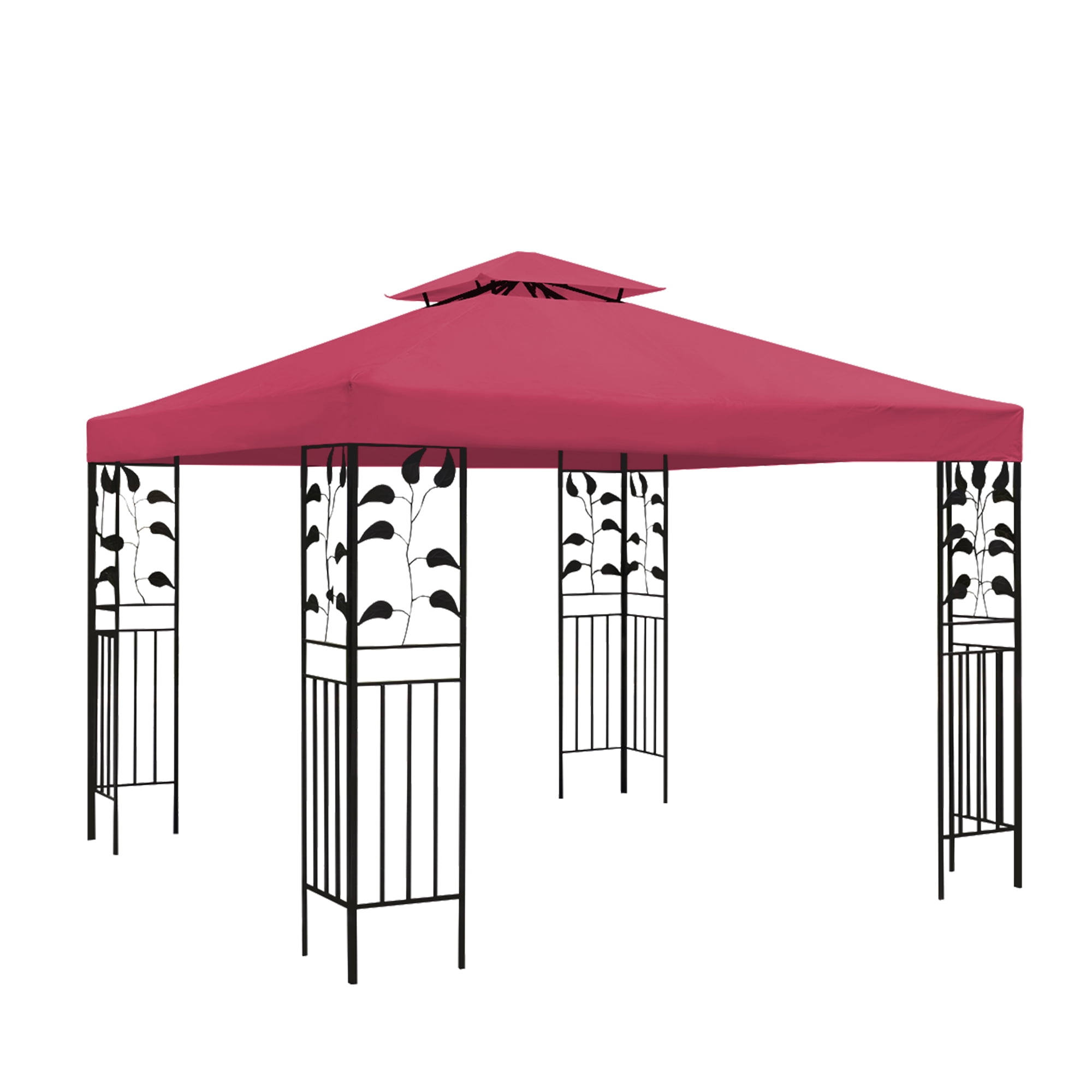 Lelinta 10ft x 10ft Wine Red Top Cover 2 Tier Outdoor Canopy, UV30 ...