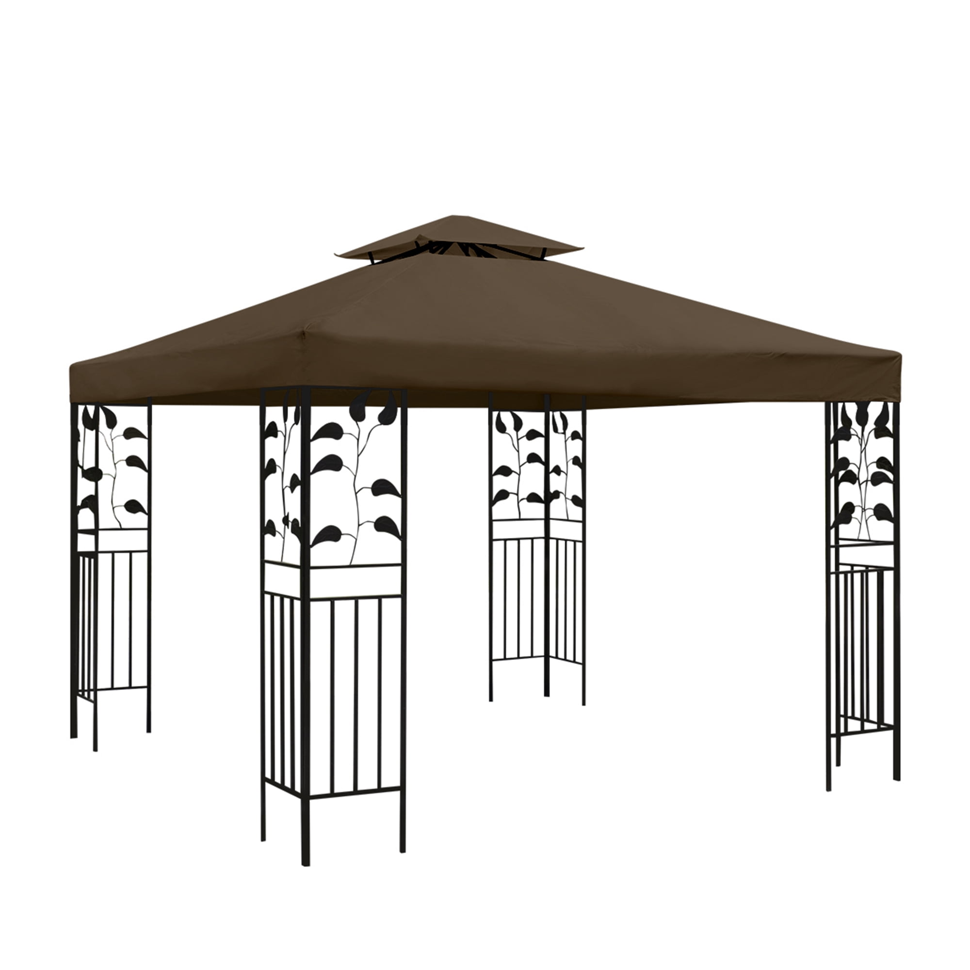 Lelinta 118"x118" Brown Top Cover Double Tiered Outdoor Canopy ...