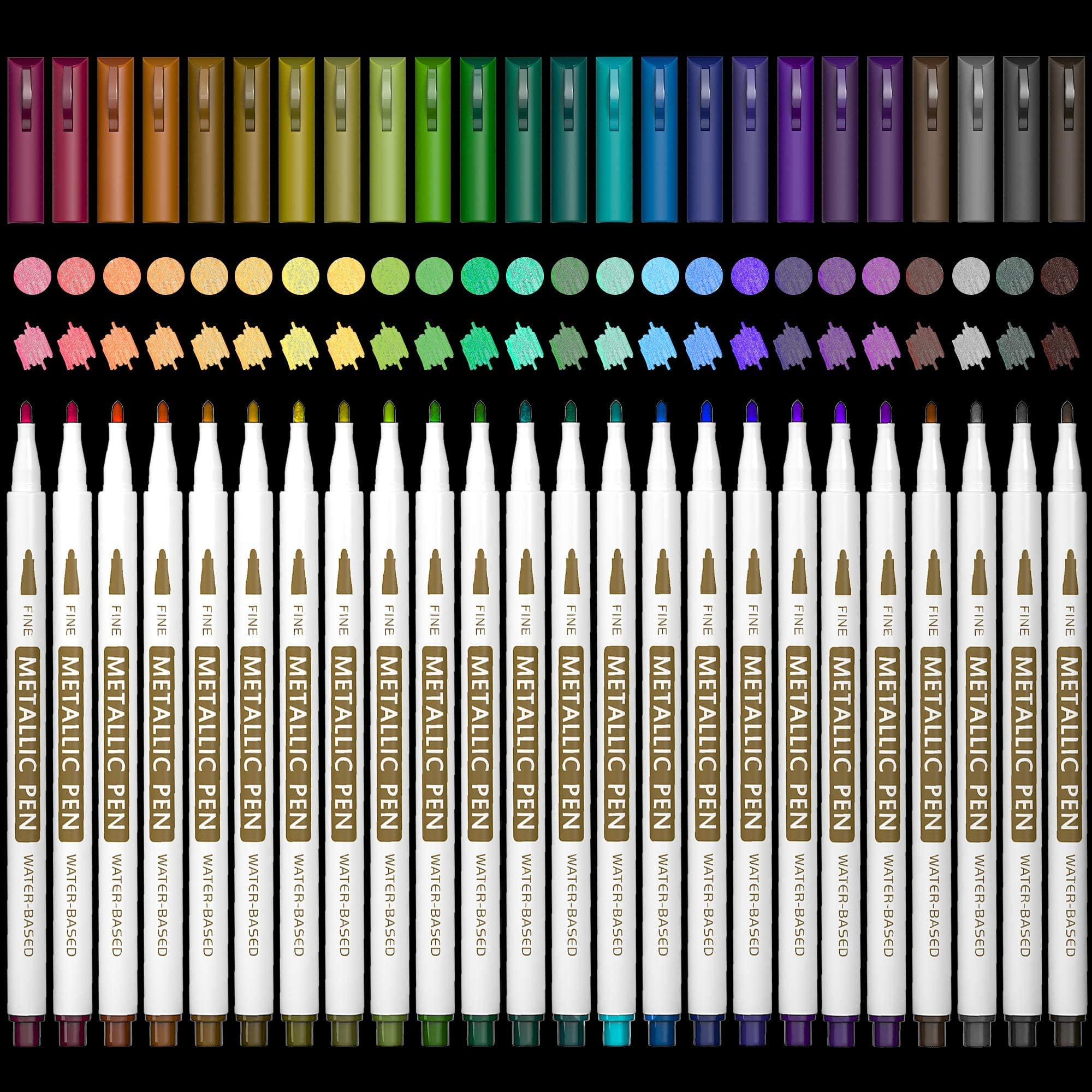 Lelix 24 Colors Metallic STF9 Marker Pens, Fine Tip Paint Pens for DIY ...