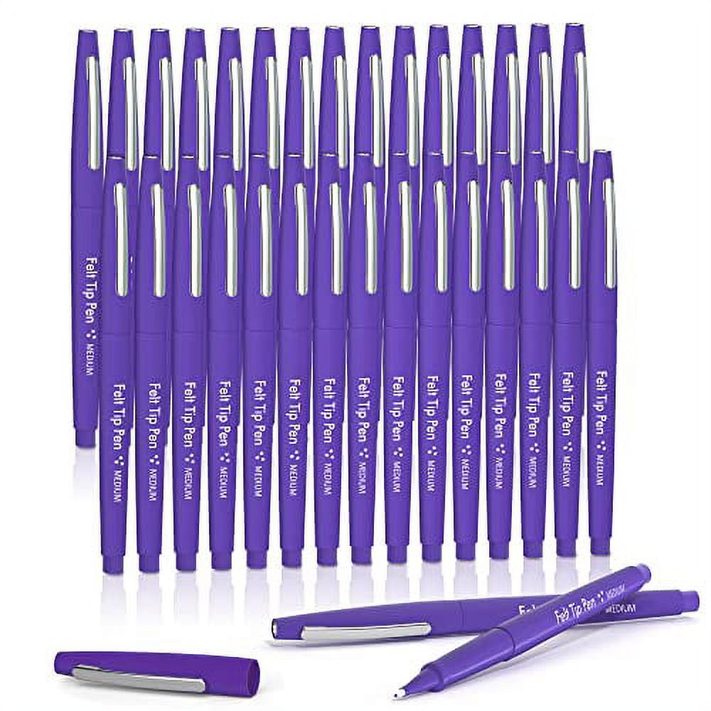 Lelix Felt Tip Pens, 30 Purple Pens, 0.7mm Medium Point Felt Pens, Felt ...