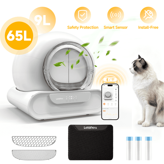 LeloPets D1 Self-Cleaning Litter Box, App Controlled, Automatic Safety ...