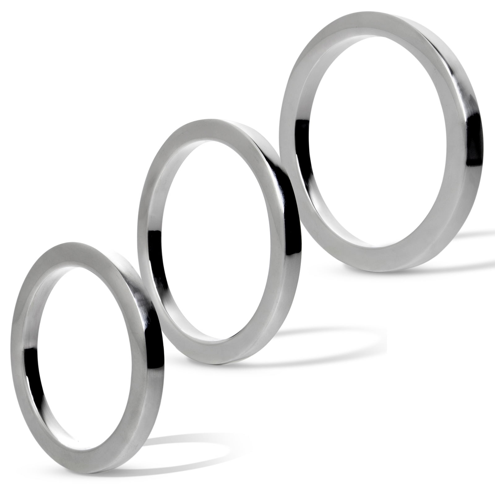 Leluv Eyro Stainless Steel Penis Ring Sampler | 34 mm, 36 mm & 38 mm ...