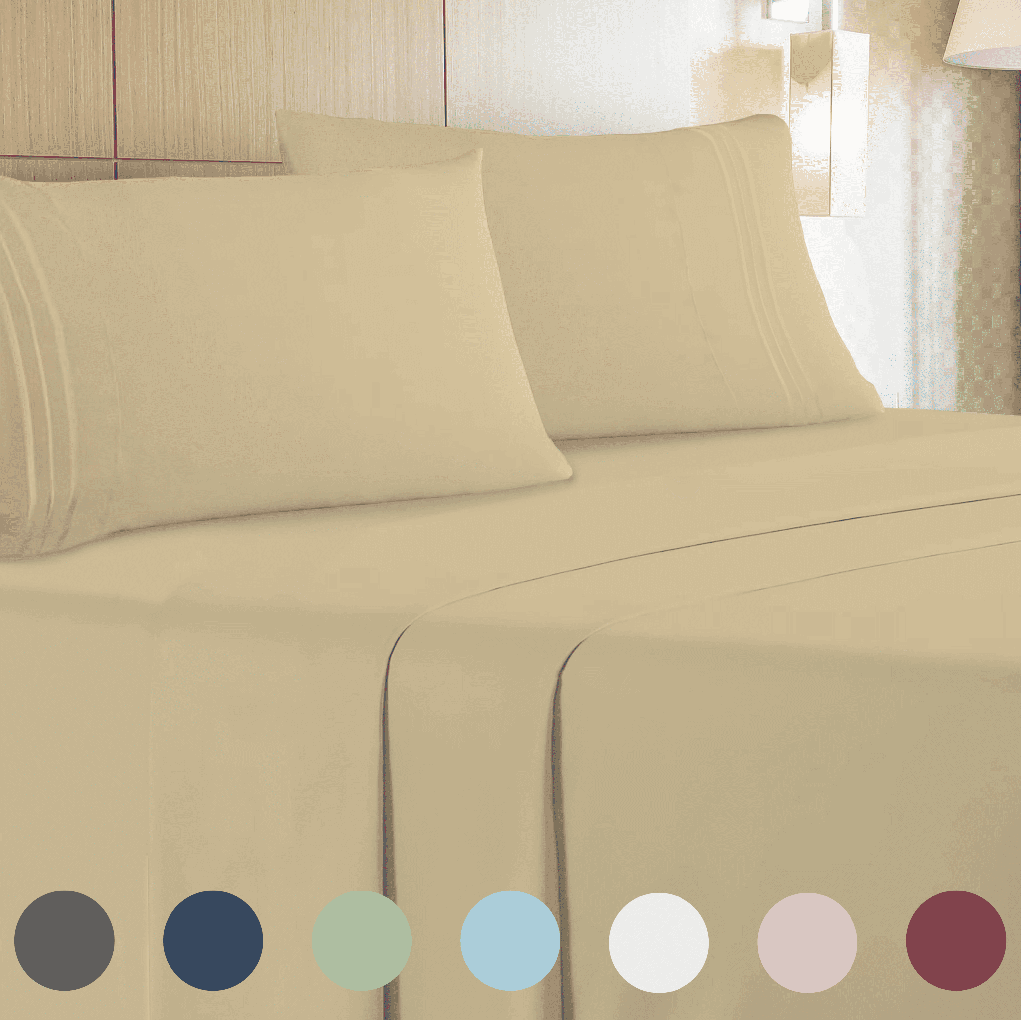 Leluxe Home 4-Piece Traditional King Bed Sheet Set - Solid Print, Deep Pocket - Walmart.com