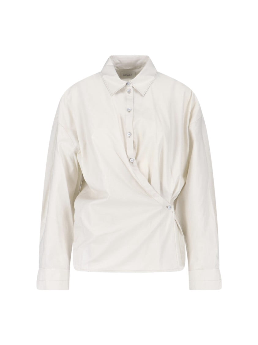 Lemaire Cream Draped Front Cotton Silk Shirt (Women's) - Walmart.com