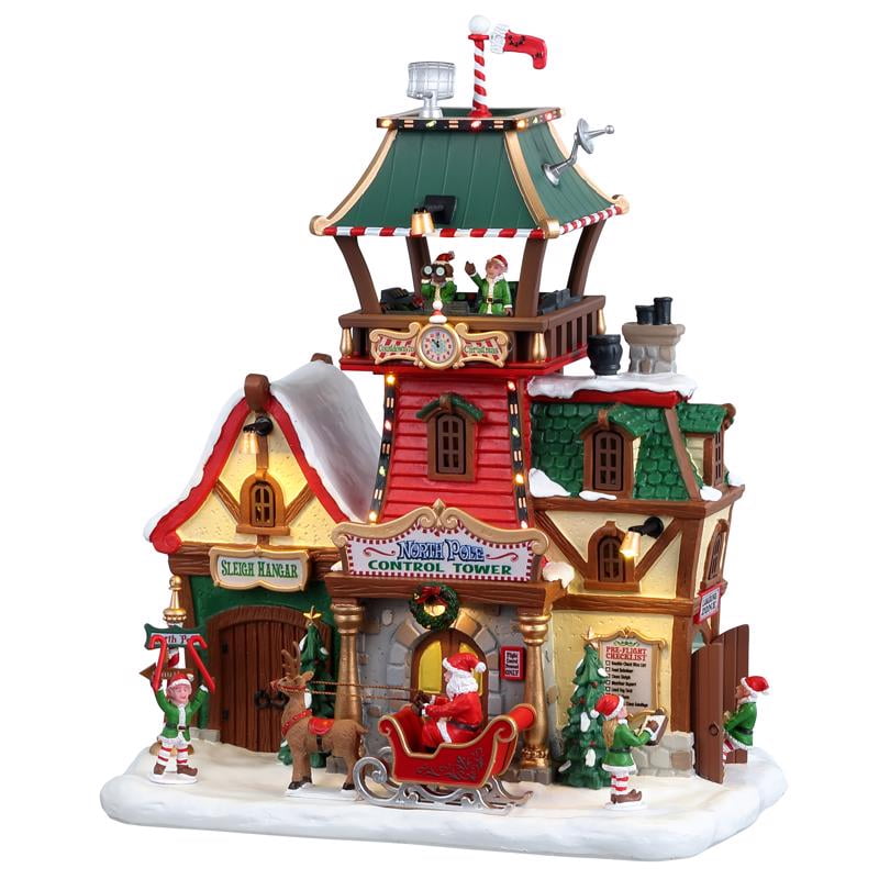 Lemax LED Multicolored North Pole Control Tower Christmas Village 10 in ...