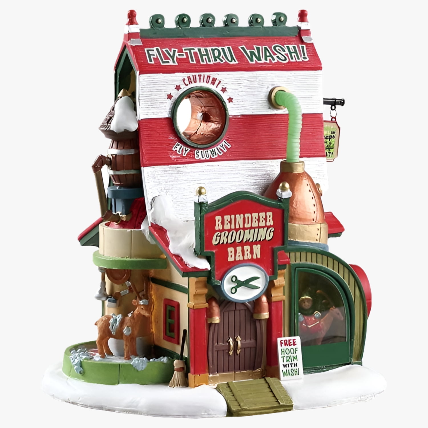 Lemax Mini Christmas Plastic Village Collection Reindeer Grooming Barn ...