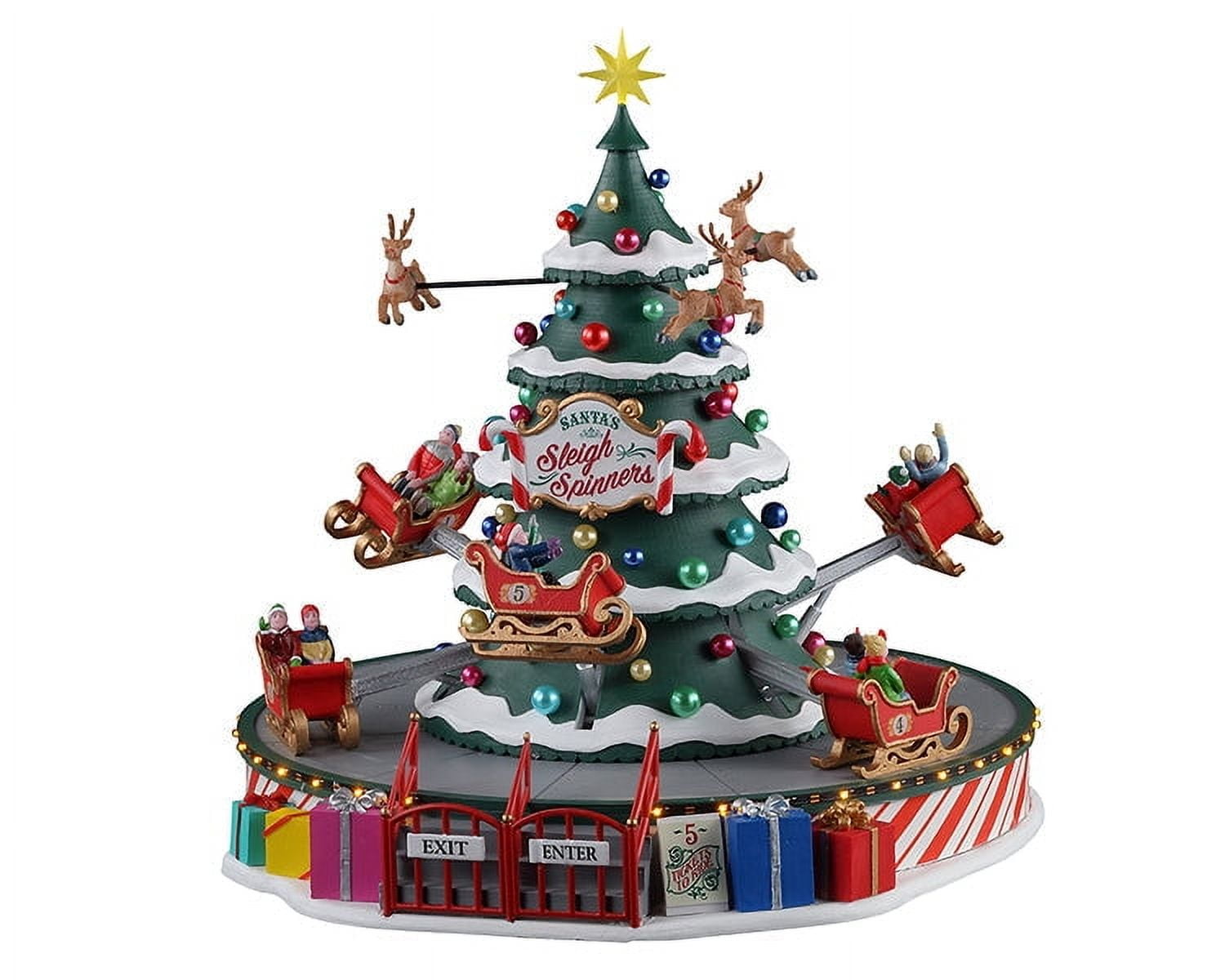 Lemax Animated Village Collection Santa's Sleigh Spinners with 4.5V ...