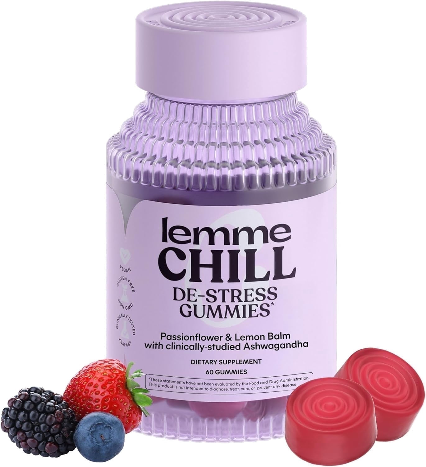Lemme Chill De-Stress Gummies, Mixed Berry Flavored, 60 Count - Walmart.com