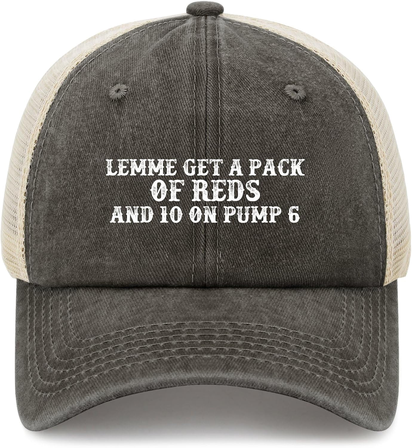 Lemme Get A Pack Of Reds And 10 On Pump 6 Trucker Hat Men Vintage Mesh ...