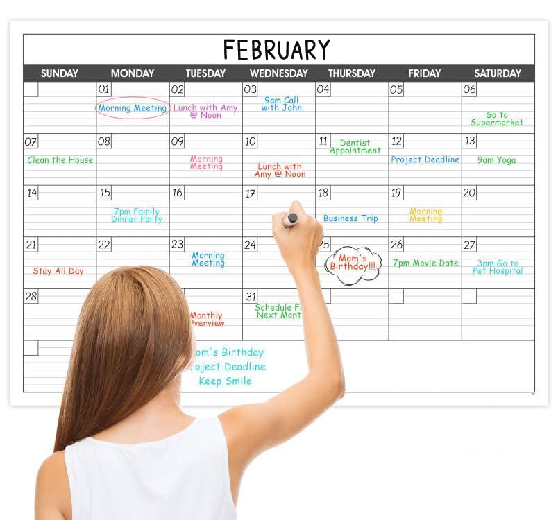 Lemome Home Large Dry Erase Calendar for Wall - Undated 1 Month Wall ...