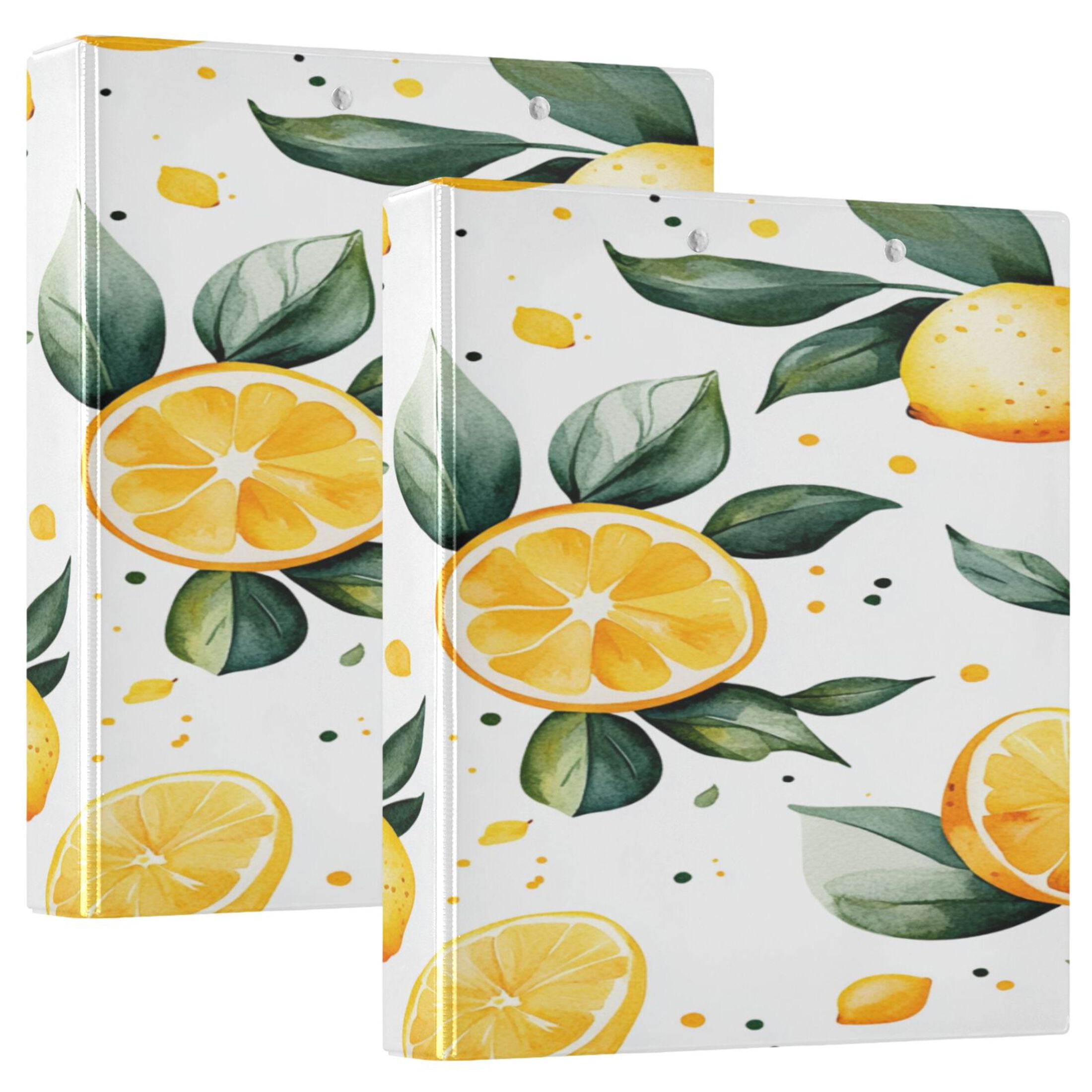 Lemon 12.4x10.6in PVC Round Ring Binders, 2-Pack, D-Ring 3-Hole, Metal ...
