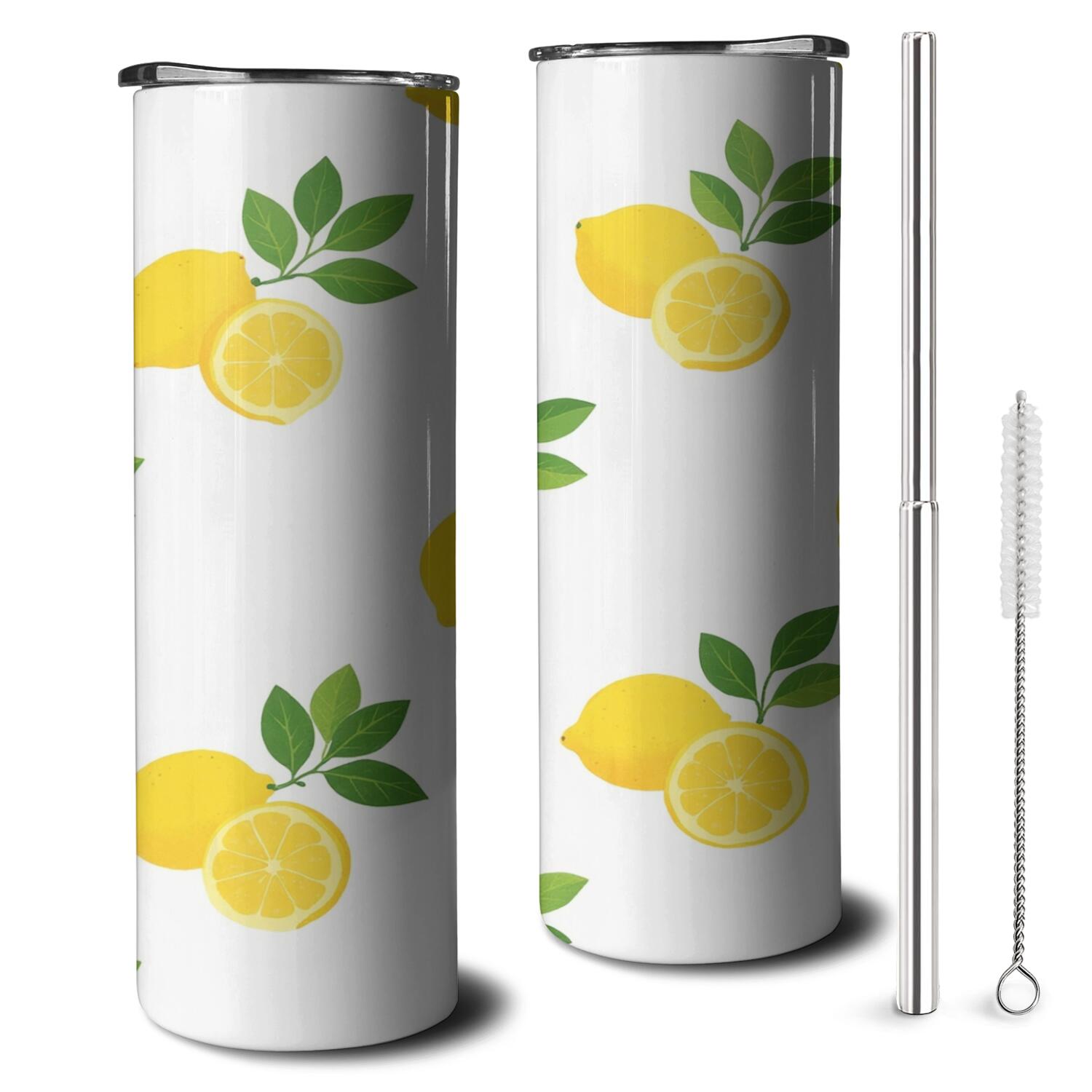 Lemon 20oz Tumblers with Lid Straw Stainless Steel Cup 20oz Tumbler for ...
