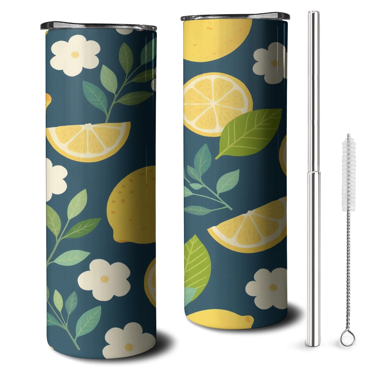 Lemon 20oz Tumblers with Lid Straw Vacuum Insulated Water Bottle for ...