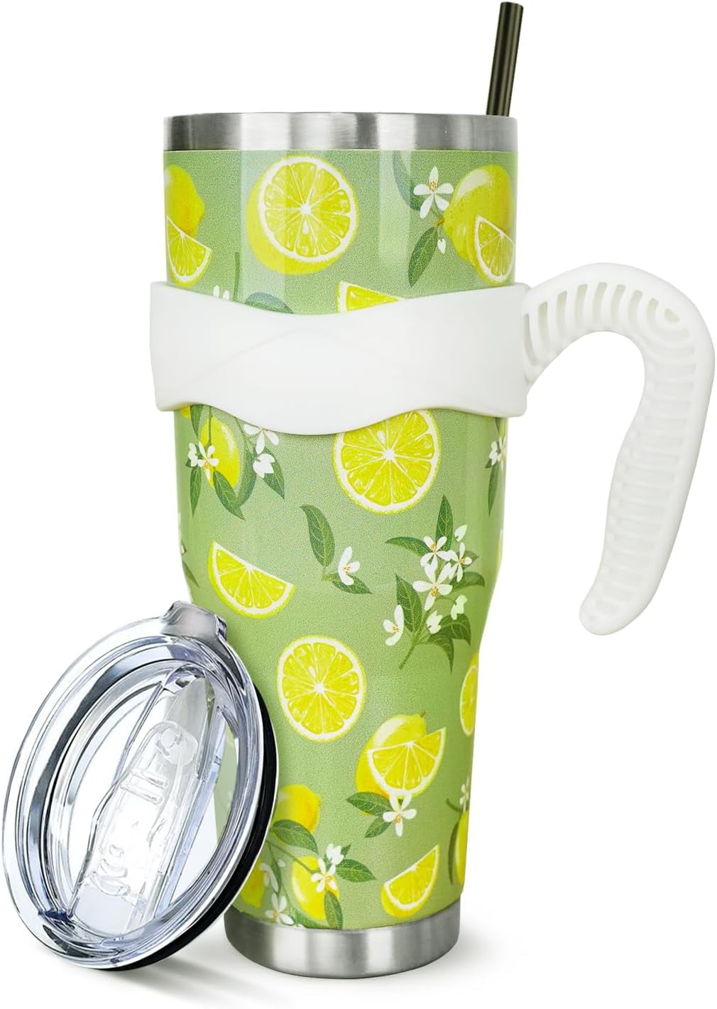 Lemon 40 Oz Tumbler with Handle and Straw, Cute Lemon Large Big ...