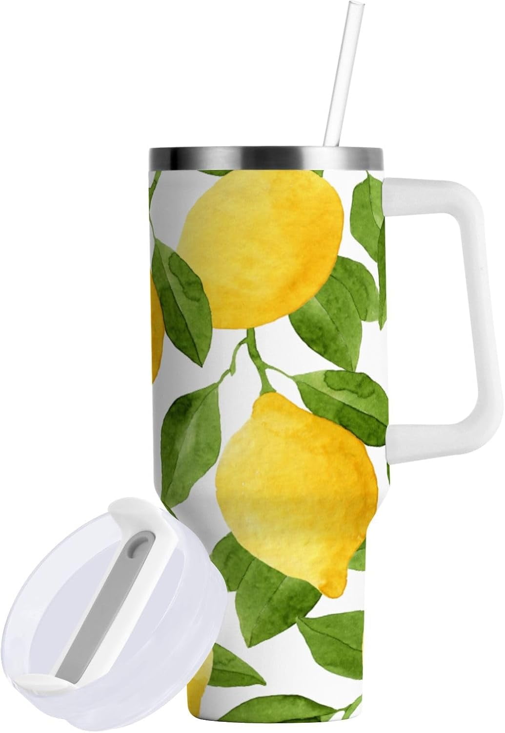 Lemon 40 oz Tumbler with Handle, Stainless Steel Vacuum Insulated ...