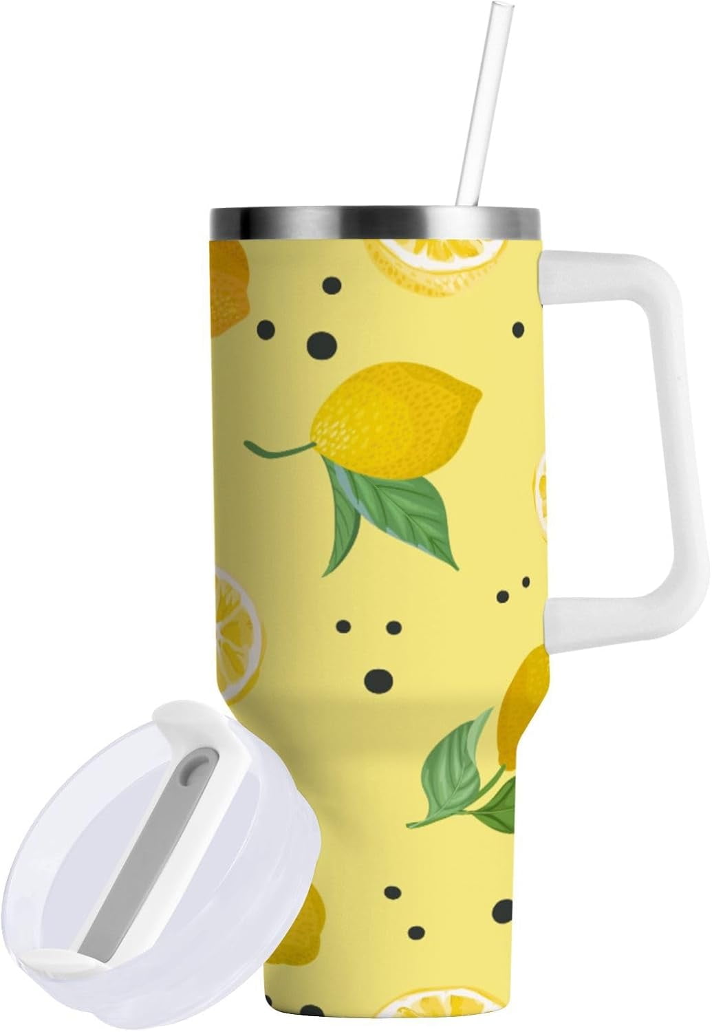 Lemon 40 oz Tumbler with Handle, Stainless Steel Vacuum Insulated ...