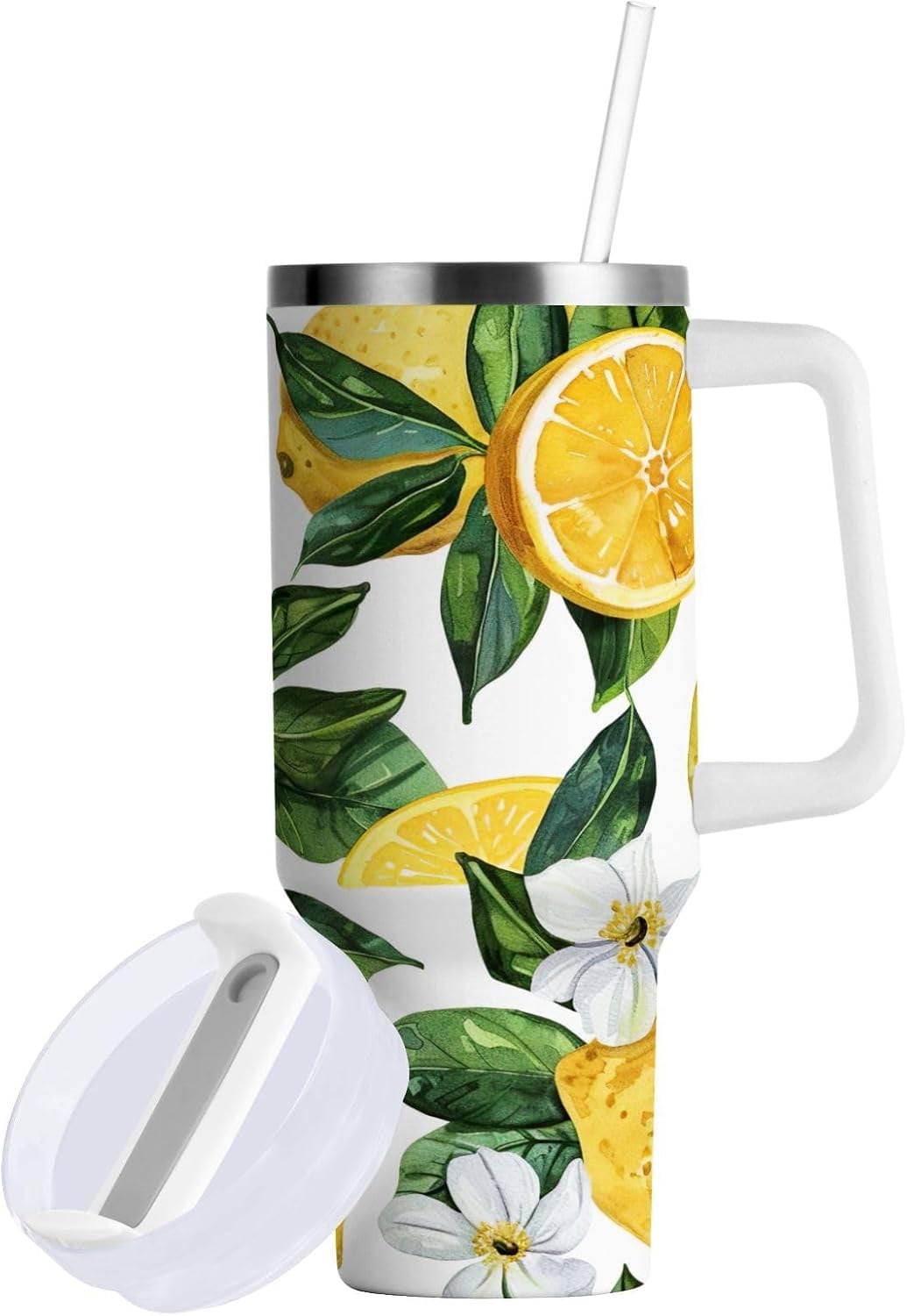 Lemon 40 oz Tumbler with Handle, Stainless Steel Vacuum Insulated ...