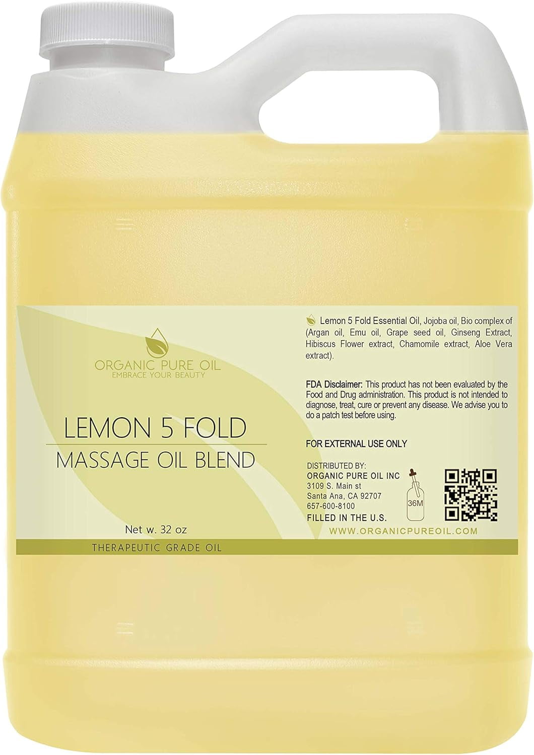 Lemon 5 Fold Massage Oil Blend - Natural, Non-GMO, Lemon Essential Oil ...