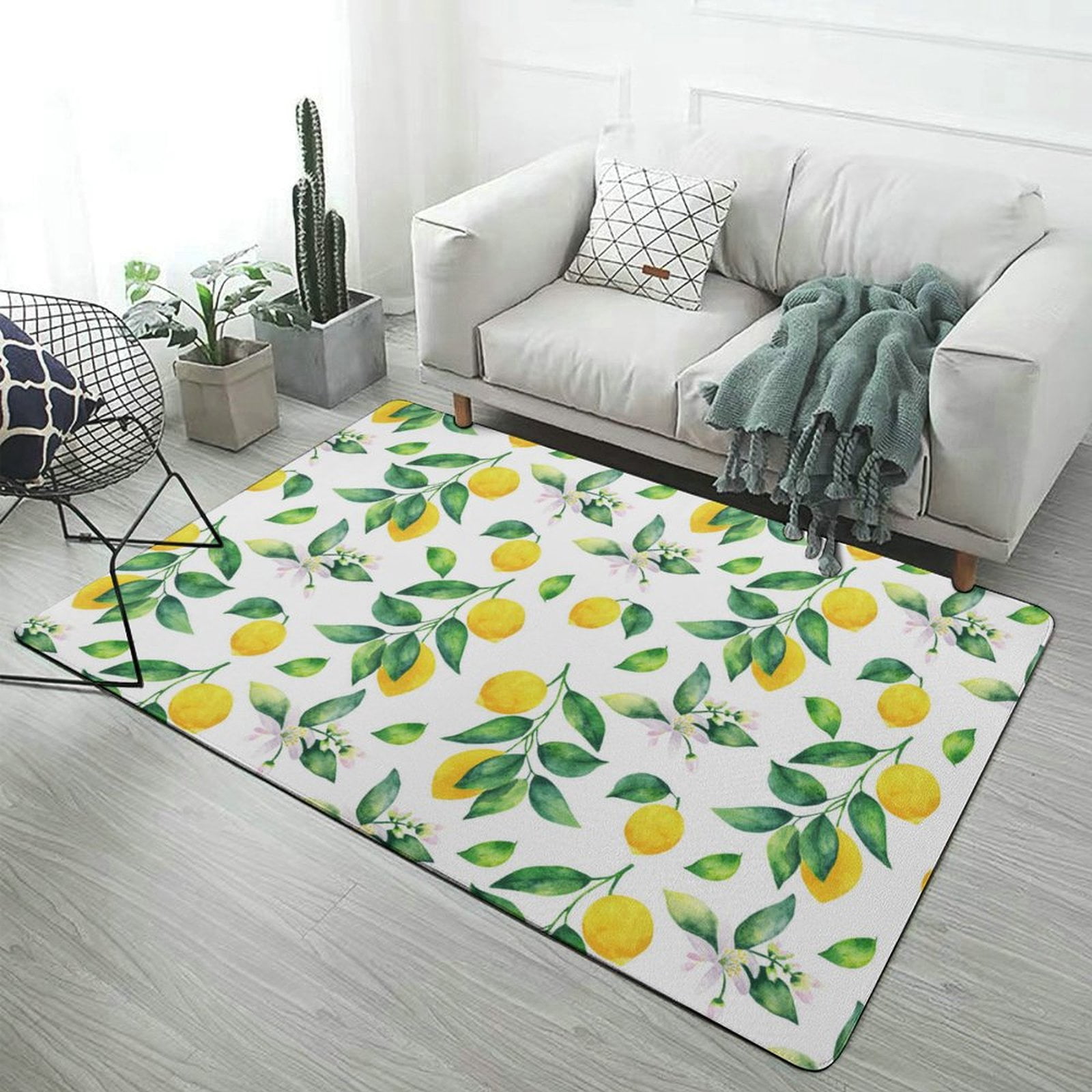 Lemon And Leaves Carpet Style Living Room Bedroom Rug Modern 3d Entry ...