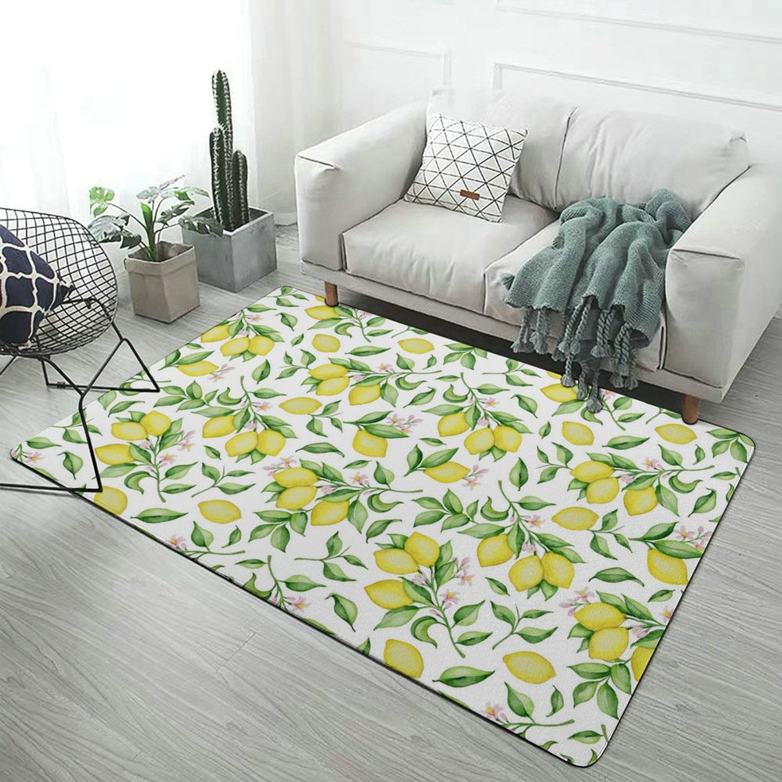 Lemon And Leaves Carpet Style Living Room Bedroom Rug Modern 3d Entry ...