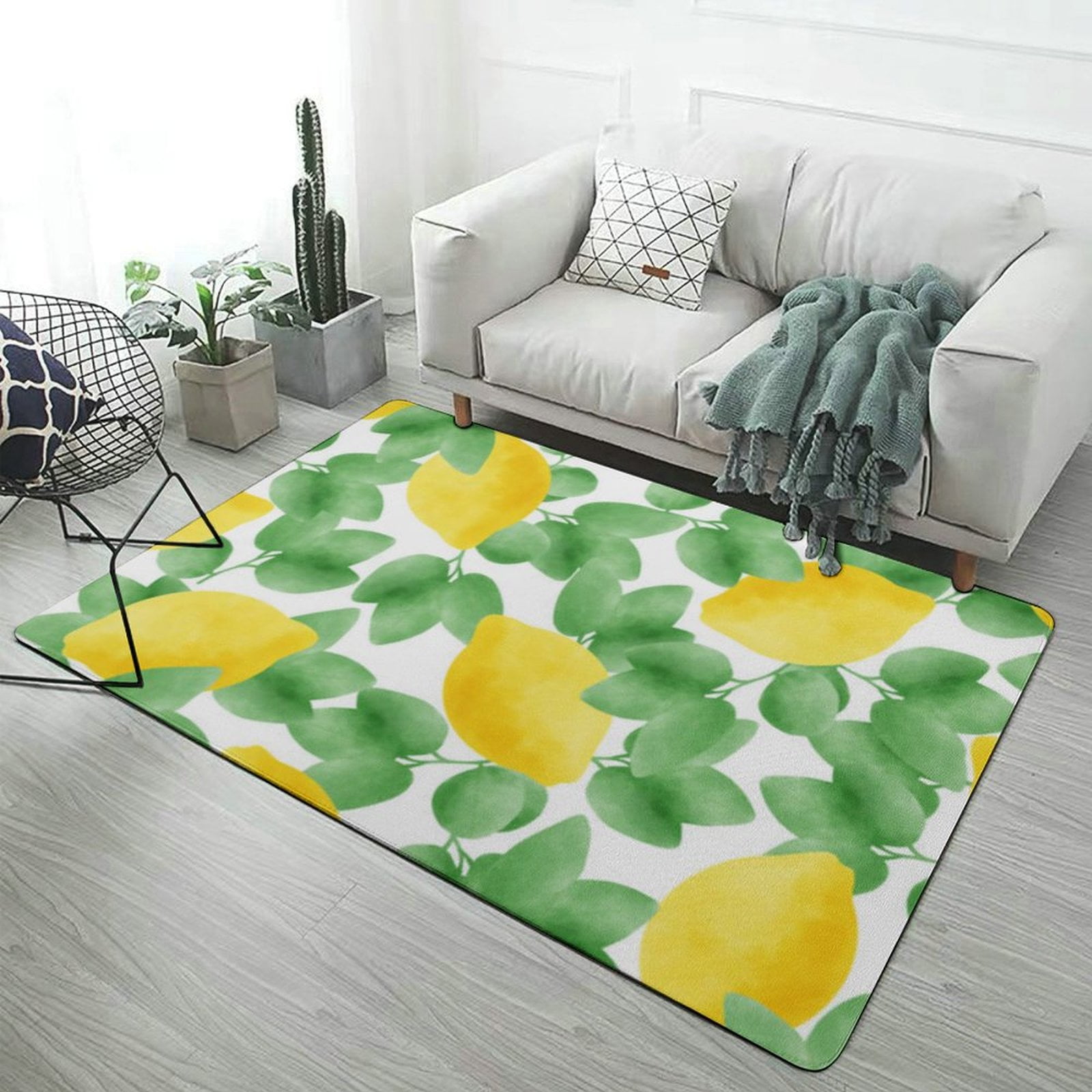 Lemon And Leaves Carpet Style Living Room Bedroom Rug Modern 3d Entry ...
