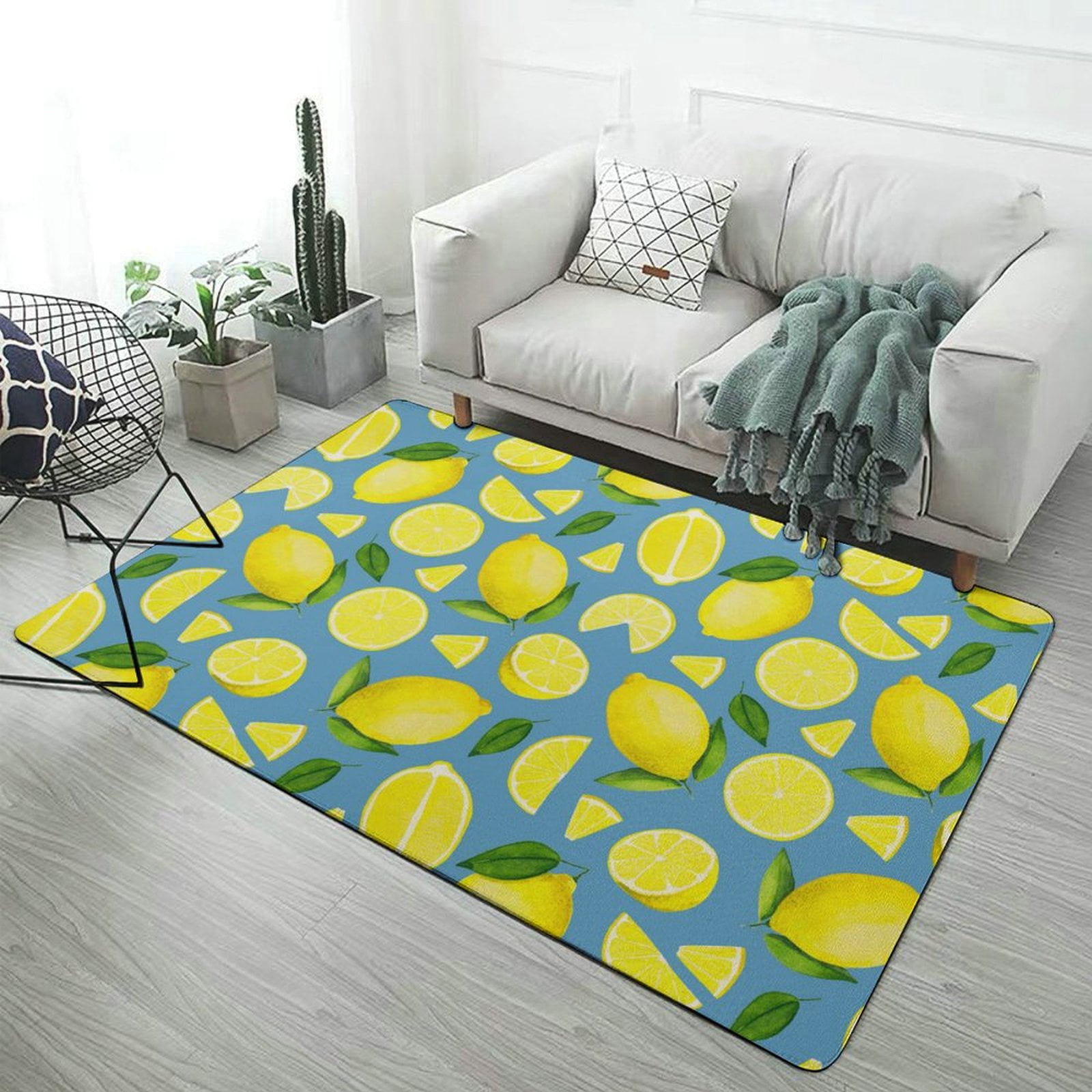 Lemon And Leaves Carpet Style Living Room Bedroom Rug Modern 3d Entry ...