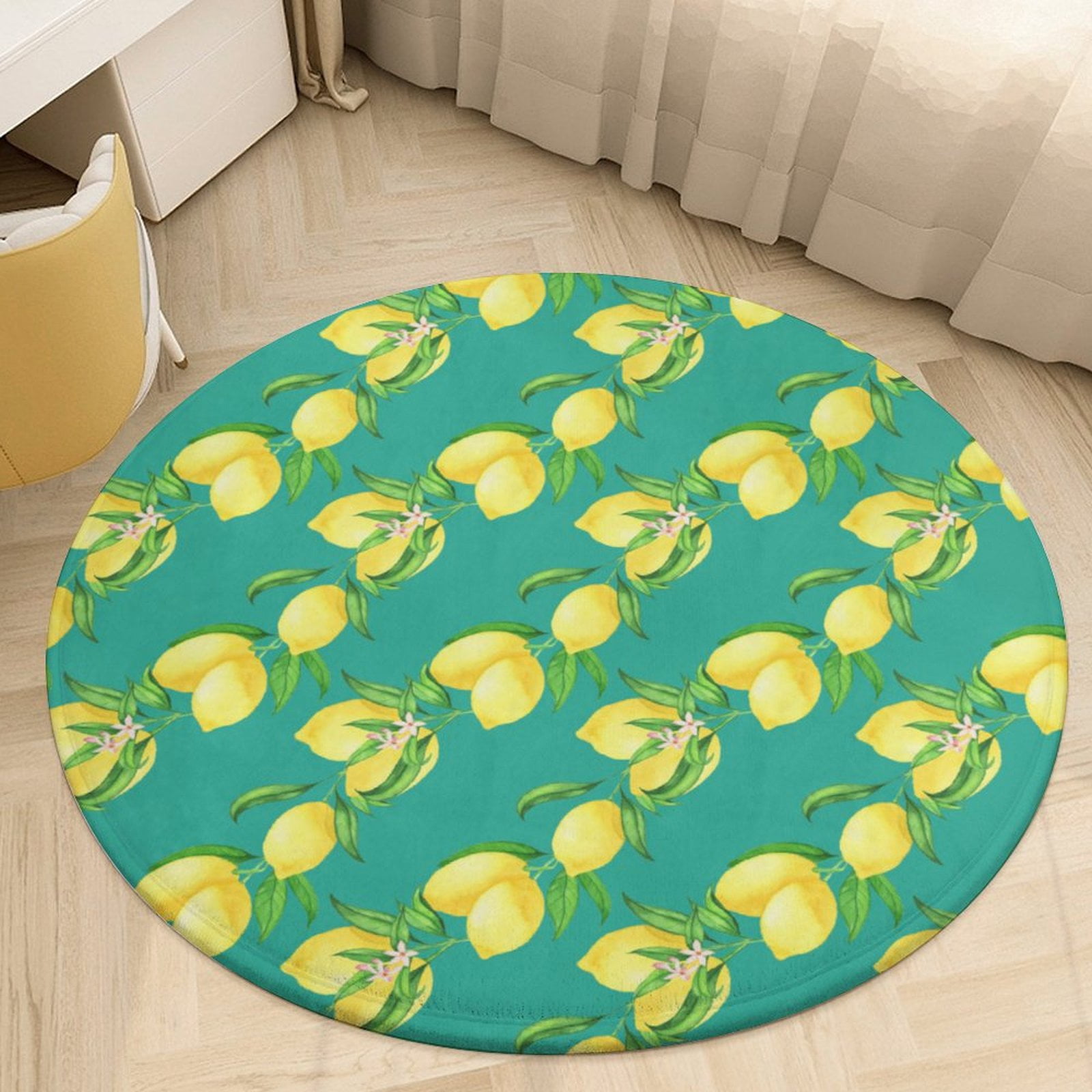 Lemon And Leaves Round Area Rugs for Bedroom Living Room, 5FT Soft ...