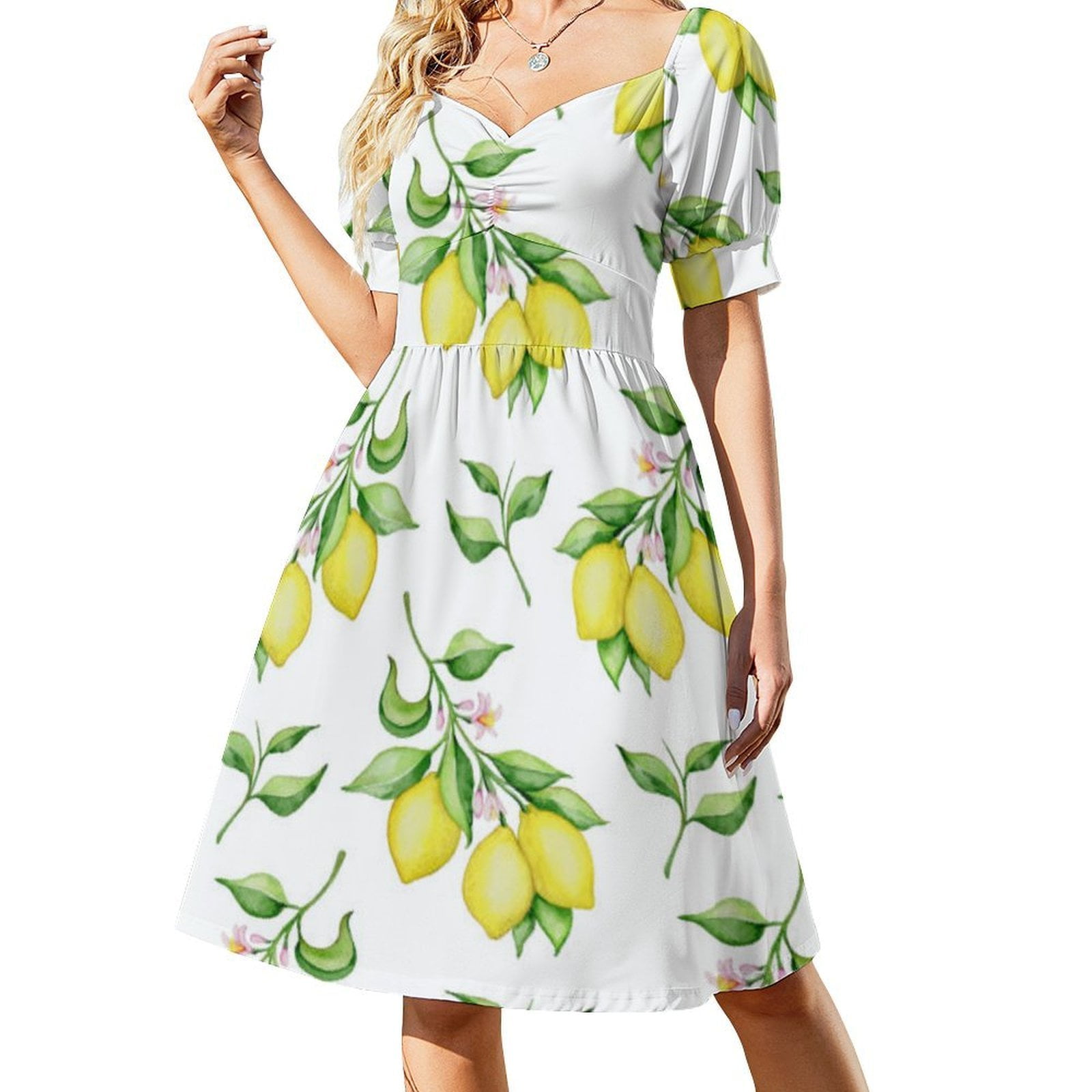 Lemon And Leaves Summer Women's Dress 2025 Elegant Dresses Plus Sizes ...