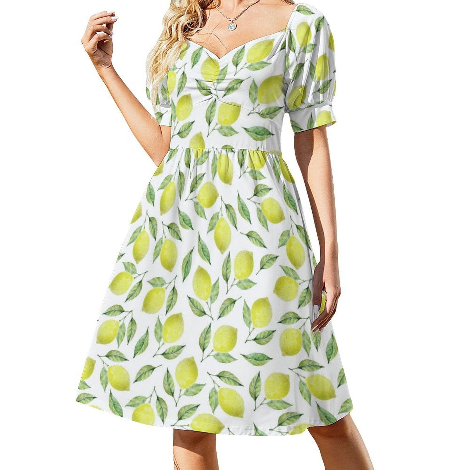 Lemon And Leaves Summer Women's Dress 2025 Elegant Dresses Plus Sizes ...