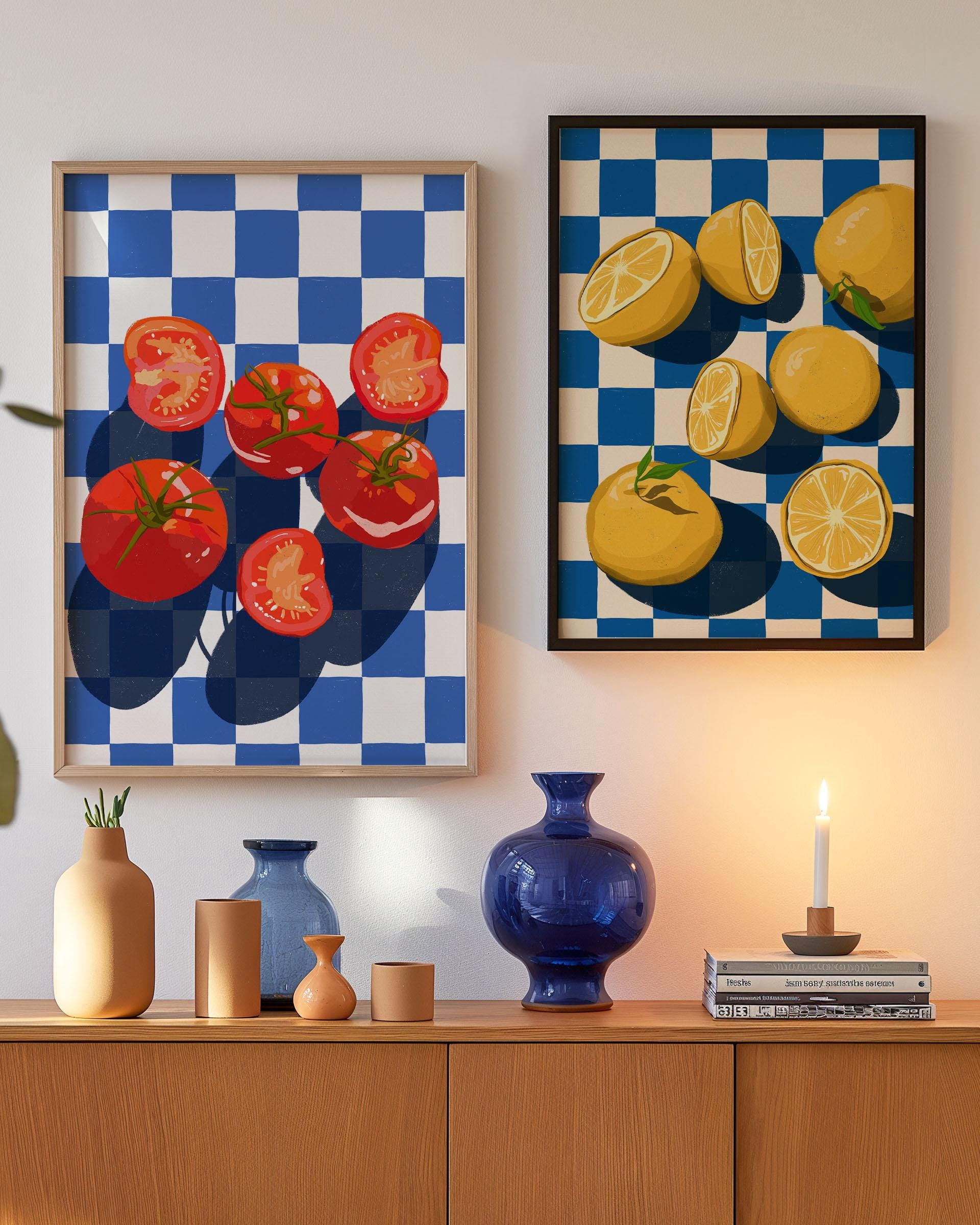 Lemon And Tomato Kitchen Print Botanical Wall Art Prints Set 2 ...