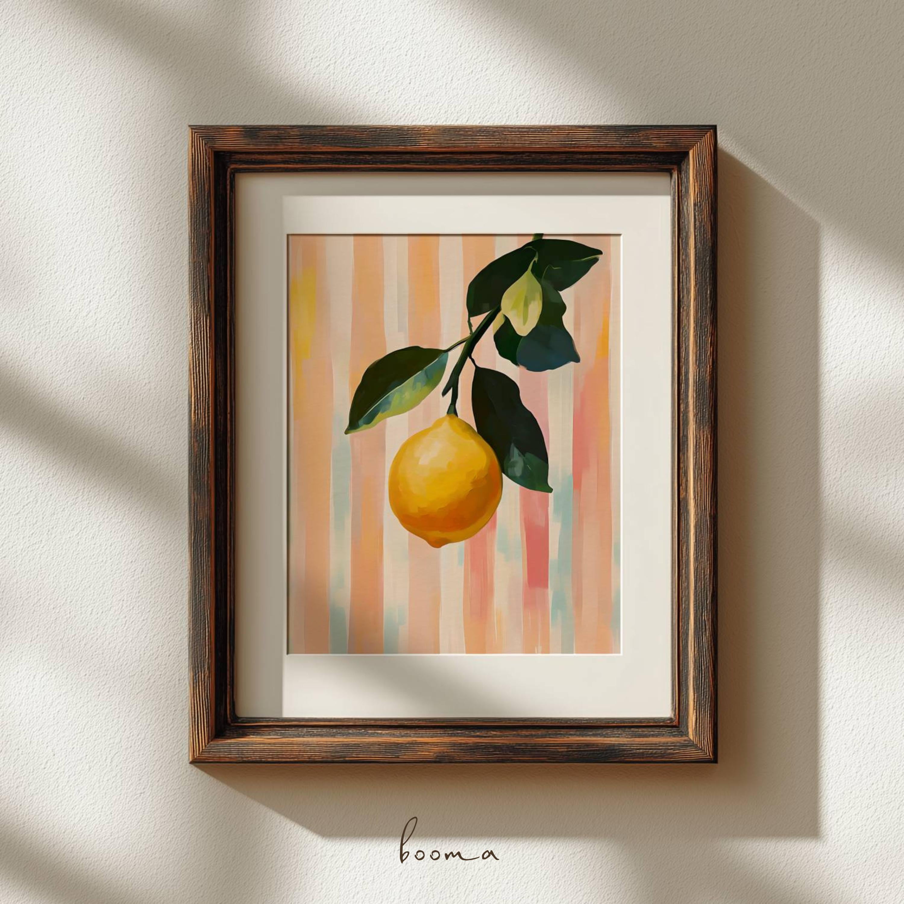 Lemon Art Print Cute Lemons And Stripes Illustration Bright Fruit ...