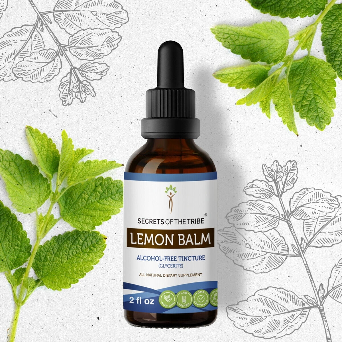 Secrets of the Tribe Lemon Balm Tincture Dietary Supplement, Natural ...