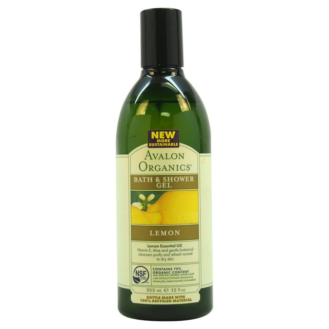 Avalon Organics Lemon Bath & Shower Gel, Sulfate Free, Vegan, 12 fl oz ...