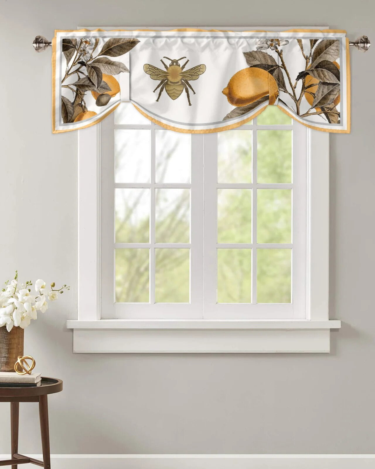 Lemon Bee Retro Window Valance Curtain Kitchen Cafe Short Curtains ...