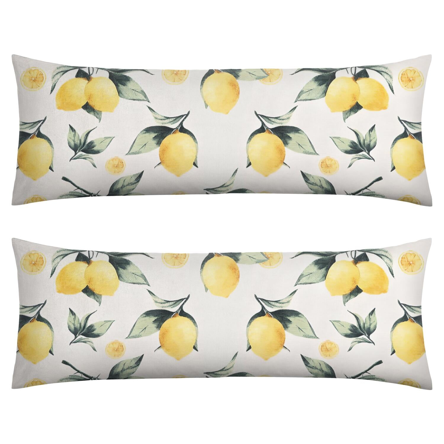 Lemon & Bees Body Pillow Cover 20x54 - Vintage Floral Print Full Body Support Long Pillowcase ...