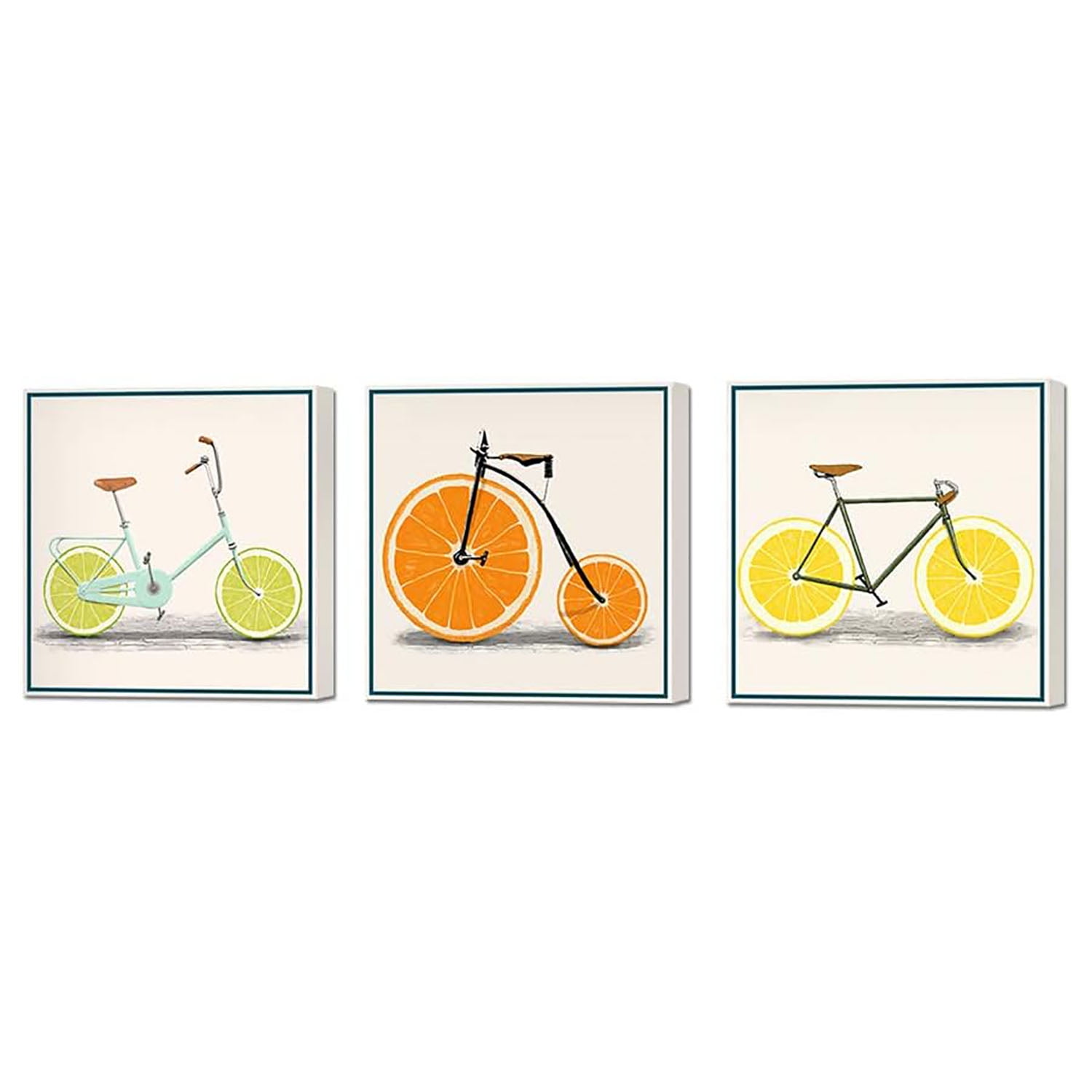 Lemon Bike Bicycle Picture with Orange Fruit Kitchen Canvas Wall Art ...