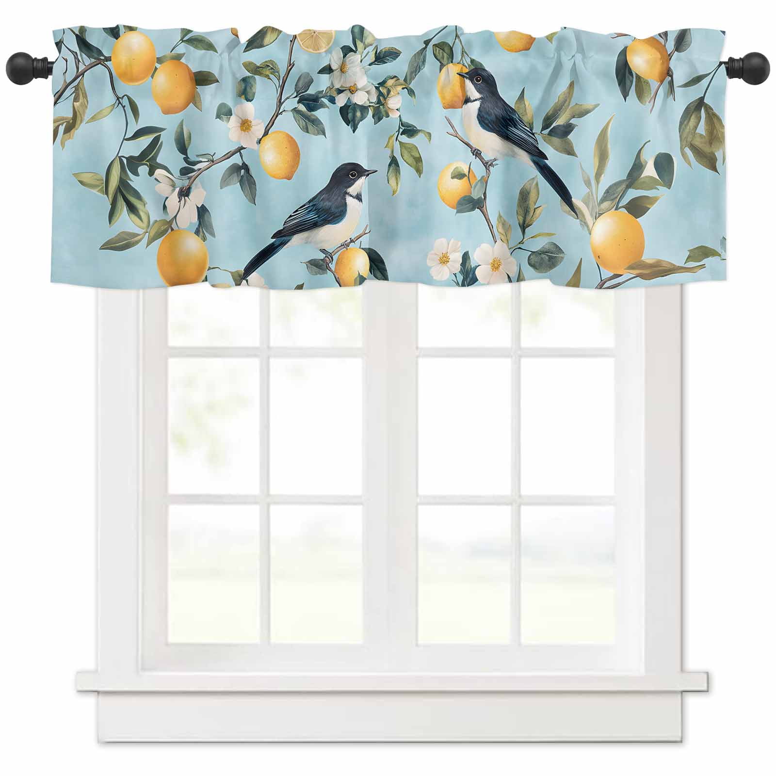 Lemon Bird Valances for Windows Farmhouse Kitchen Curtains Valances Rod ...