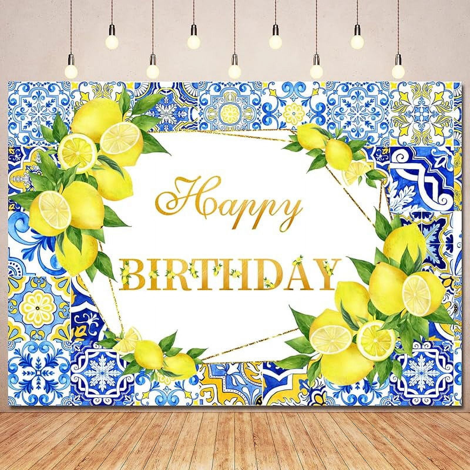 Lemon Birthday Backdrop Lemon Party Decorations,Blue Tiles Morocco ...