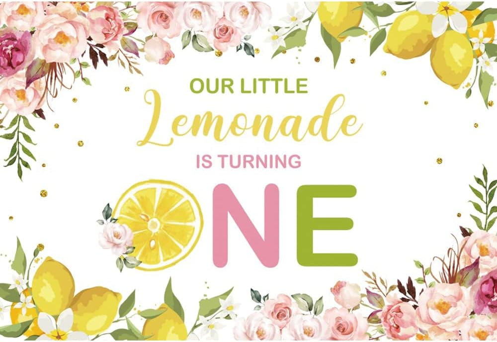 Lemon Birthday Backdrop Our Little Lemonade is Turning One Pink Floral ...