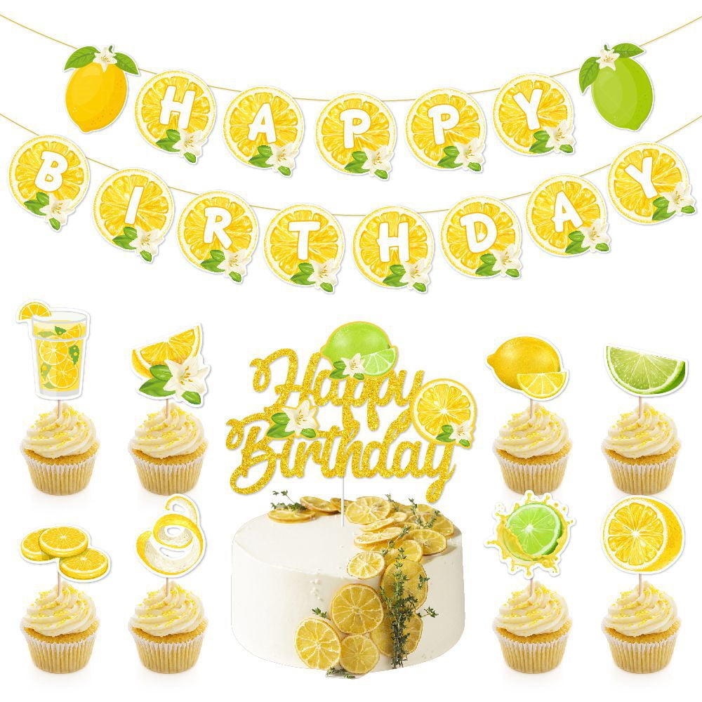 Lemon Birthday Party Decorations Lemon Cupcake Toppers Decor for Boy ...