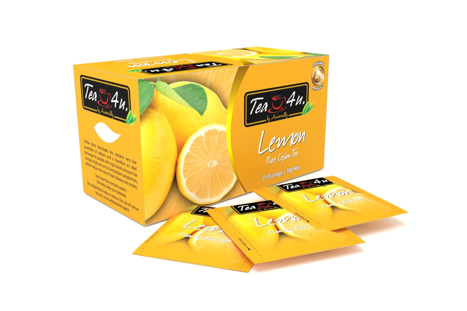 Lemon Black Tea Ceylon Tea| Net 50 Gram| 25 Teabags| Tea4U - Walmart.com