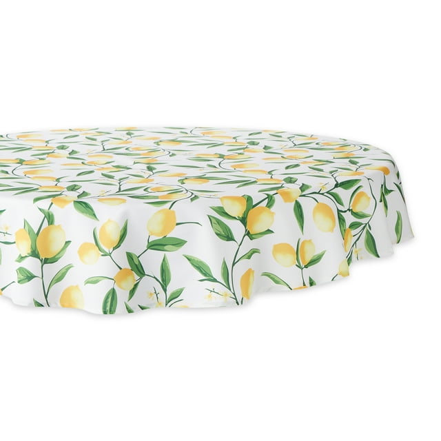DII Lemon Bliss Print Outdoor Tablecloth, 60" Round - Walmart Business ...